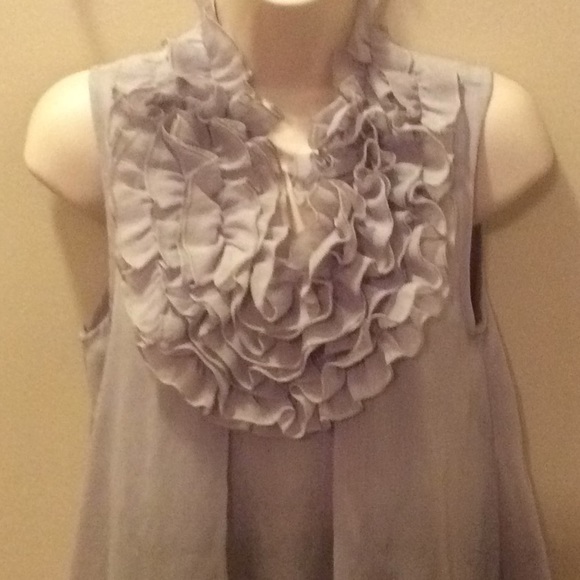 M by Marc Bower | Tops | M By Marc Bower Ruffle Detail Silver Tunic Xs ...